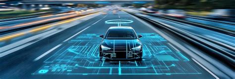 autonomous car driving on a modern highway premium ai generated image