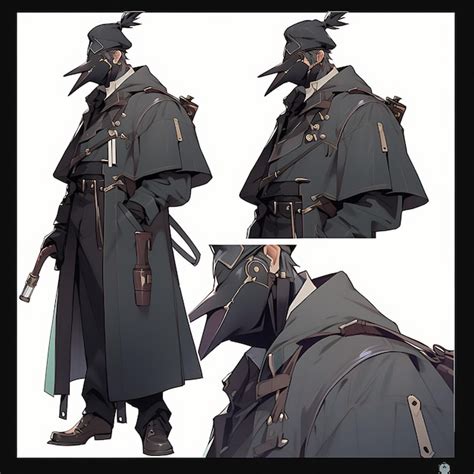 Premium Ai Image Hand Drawn Average Height Male With A Plague Doctors