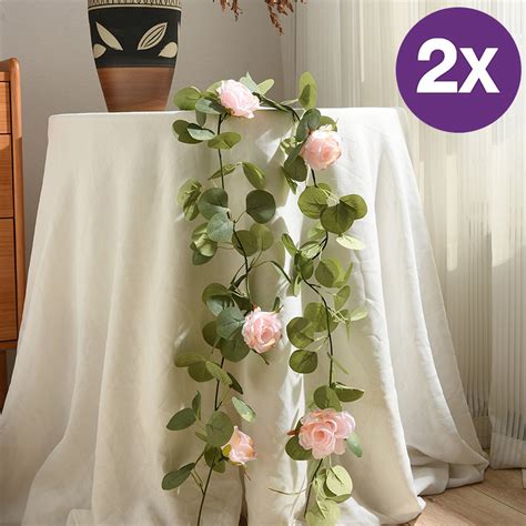 2 Stuks Rozen Slinger Kunstbloemen Slinger Balkon Decoratie Zomerbloem 145cm