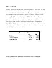 Return On Assets Ratio Docx Return On Assets Ratio The Return On Assets Shows How Profitable A