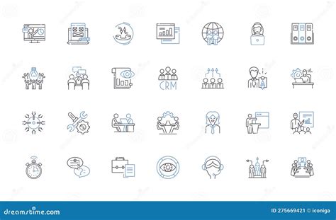 Collaborative Effort Line Icons Collection Synergy Partnership Unity