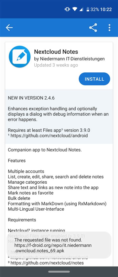 the f droid apk not found · issue 722 · nextcloud notes android · github