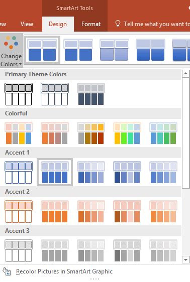 Change Colors For A SmartArt Graphic In PowerPoint 2016 For Windows