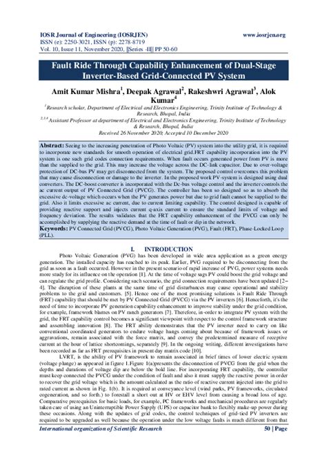 Pdf Fault Ride Through Capability Enhancement Of Dual Stage Inverter Based Grid Connected Pv