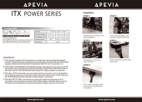 Apevia Itx Pfc500w 500w Power Supply