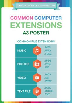 Common File Extensions Poster For Information Computer Digital Technologies