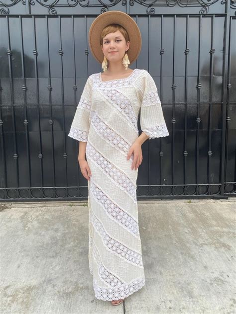 Vintage Bohemian Wedding Gown Beige Mexican Laced Dr Gem