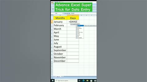 how to find month s days in excel 💯 advance excel 🔥 shorts excel