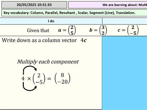 Multiplying Vectors Full Lesson Teaching Resources