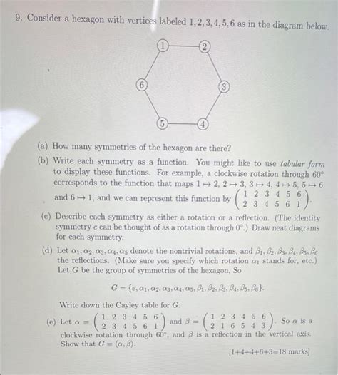 Solved Consider A Hexagon With Vertices Labeled Chegg