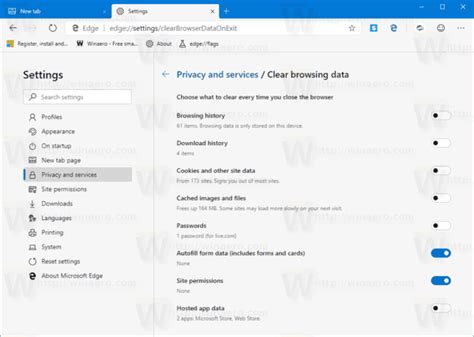 Microsoft Edge Chromium Clear Browsing Data On Exit