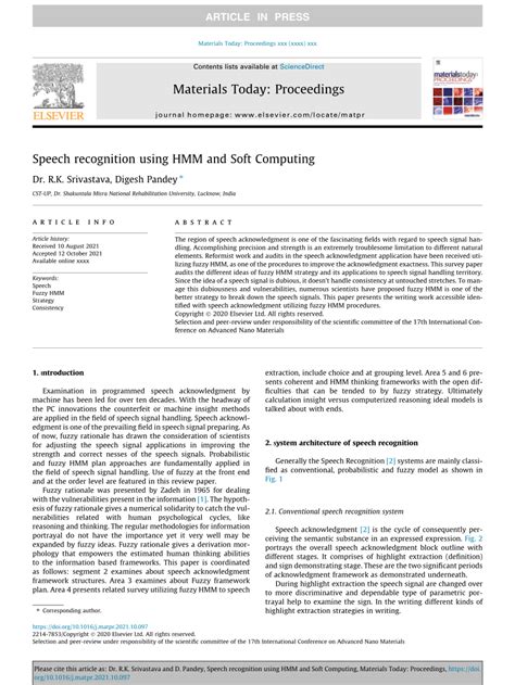 Pdf Speech Recognition Using Hmm And Soft Computing