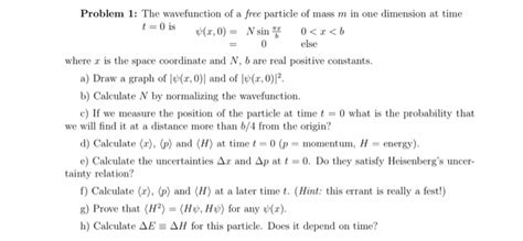 Solved Problem 1 The Wavefunction Of A Free Particle Of
