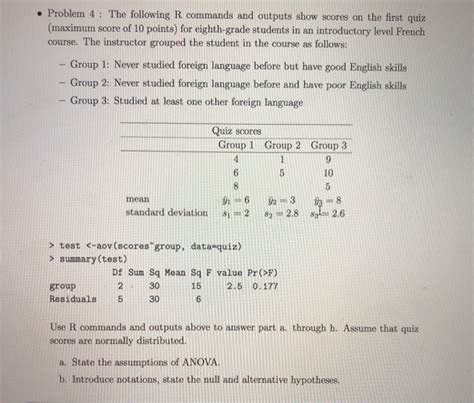 solved problem 4 the following r commands and outputs