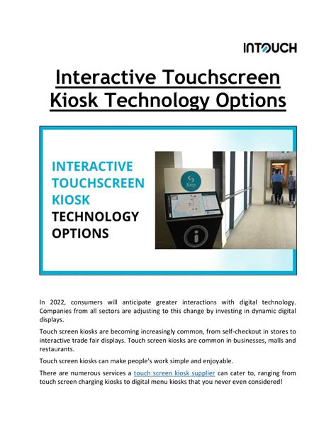 PPT Interactive Touchscreen Kiosk Technology Options PowerPoint Presentation ID
