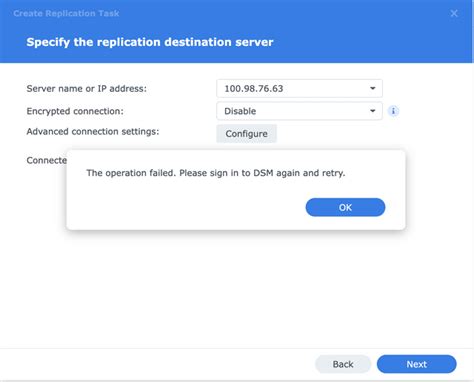 snapshot replication error r synology
