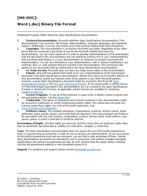 Ms Doc Word Doc Binary File Format Open Specifications Promise