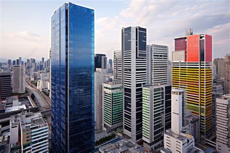不同顏色的高聳的摩天大樓 建築學 高分辨率 城市背景圖片和桌布免費下載