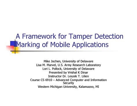 a framework for tamper detection marking of mobile applications cs