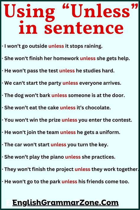 Master 150 Examples Of Unless In A Sentence