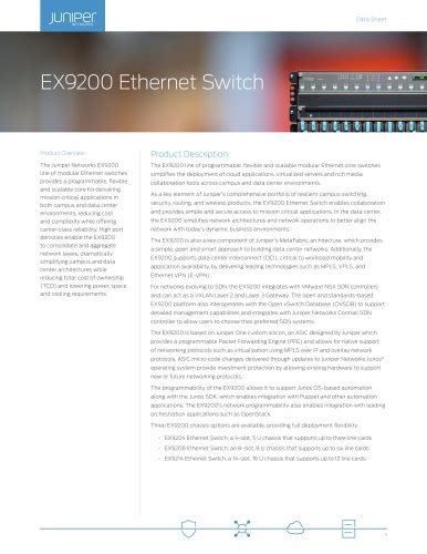 Ex Series Ethernet Switches Juniper Networks Pdf Catalogs Technical Documentation Brochure