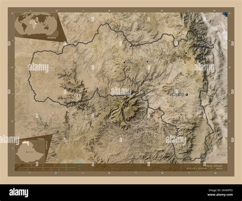Tigray State Of Ethiopia Low Resolution Satellite Map Locations And