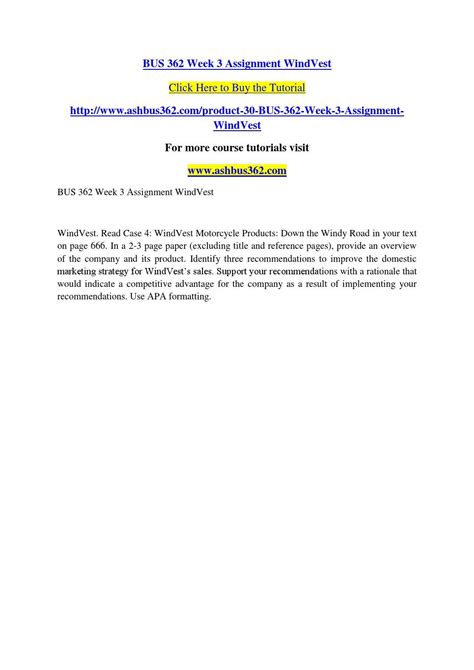 Bus 362 Week 3 Assignment Windvest By Benjaminloga2 Issuu