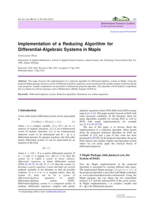 Pdf Implementation Of A Reducing Algorithm For Differential Algebraic
