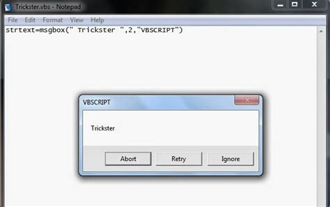 visual basic script with notepad