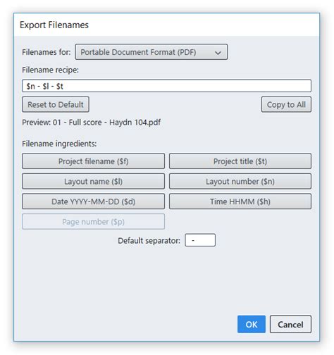 Exportfilenames Scoring Notes