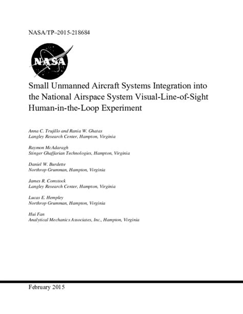 Small Unmanned Aircraft Systems Integration Into The National Airspace System Visual Line Of