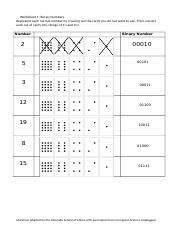 Binary Practice Docx Worksheet Binary Numbers Represent Each Normal Number By