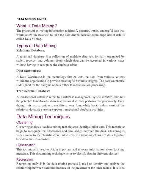 Data Mining Unit 1 1 Pdf Data Warehouse Databases