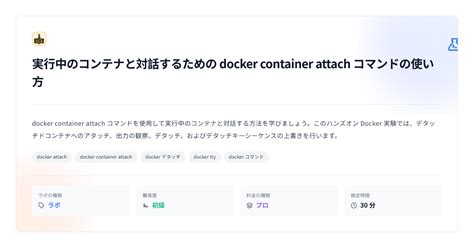 Docker Container Attach コマンドで実行中のコンテナと対話する方法 Labex
