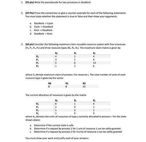 Solved 1 25 Pts Write The Pseudocode For Two Processes In