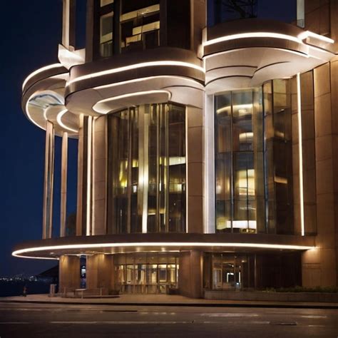 Lights Building At Night Premium Ai Generated Image