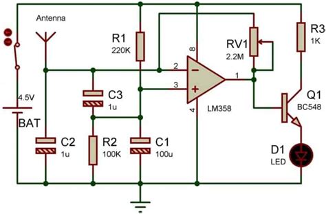Simple Mobile Phone Detector Circuit Using Op Amp