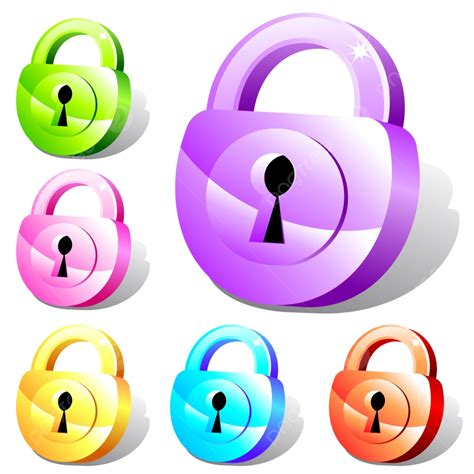 Padlock Vector Art Png Set Of Colorful Padlock Icons Red Yellow