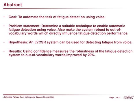 Ppt Detecting Fatigue From Voice Using Speech Recognition Powerpoint Presentation Id5346257