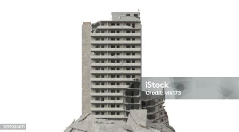 흰색 3d 일러스트레이션에 고립 된 파괴 된 건물 0명에 대한 스톡 사진 및 기타 이미지 0명 3차원 형태 거친 Istock