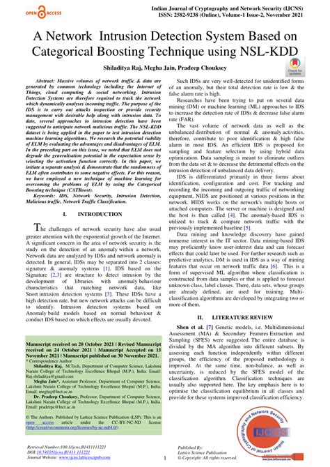 Pdf A Network Intrusion Detection System Based On Categorical
