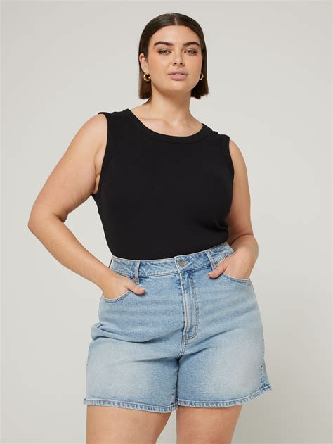 Curve Kayla High Neck Tank Black Just Jeans Online