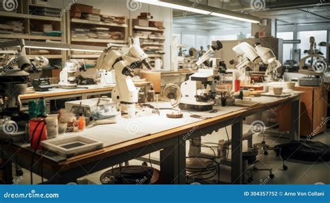 Cutting Edge Laboratory Microscopic Insights Into Advanced Medical Research Stock Illustration