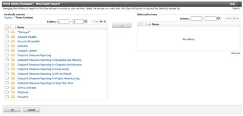 Exporting CBI Cognos Content