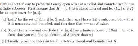 Solved Here Is Another Way To Prove That Every Open Cover Of
