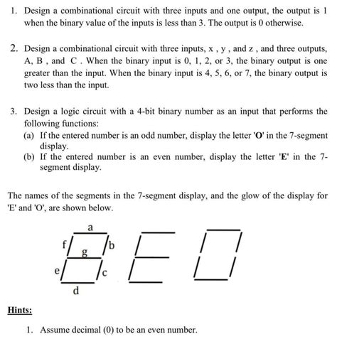 Solved 1 Design A Combinational Circuit With Three Inputs