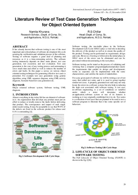 Pdf Literature Review Of Test Case Generation Techniques For Object