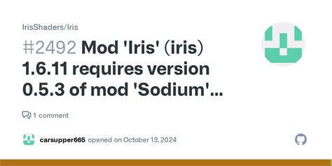Mod Iris Iris 1611 Requires Version 053 Of Mod Sodium Sodium