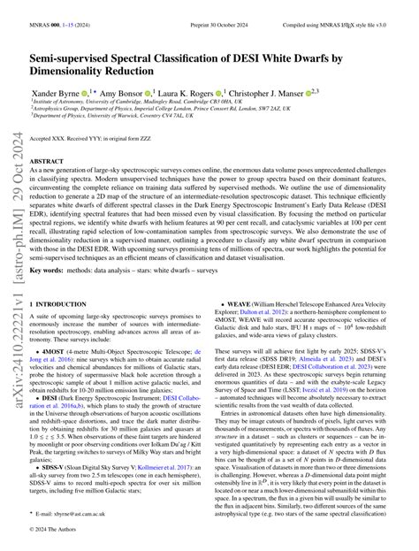 Pdf Semi Supervised Spectral Classification Of Desi White Dwarfs By Dimensionality Reduction