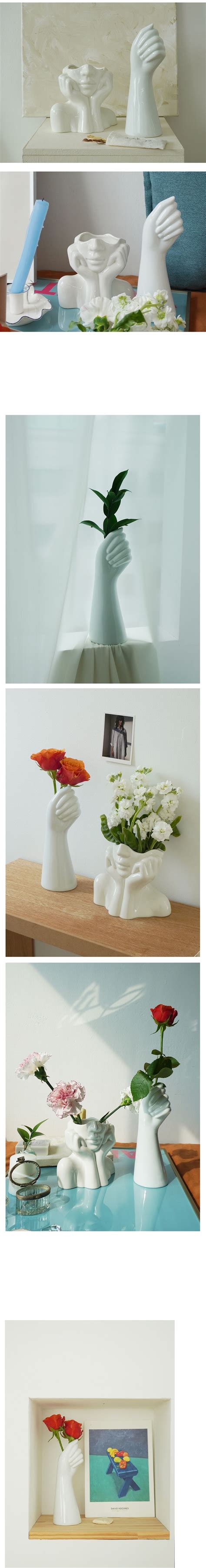 도자기 화병 인테리어 오브제2type 핸드 손모양 얼굴 세라믹 꽃병 빈티지 예쁜 손 꽃화병 감도 깊은 취향 셀렉트샵 29cm